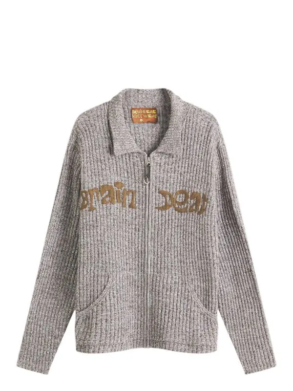 BRAIN DEAD Rib Knit Cardigan - Brown Multi