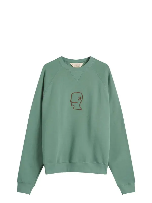 BRAIN DEAD Logo Head Raglan Crew Sweatshirt - Avocado