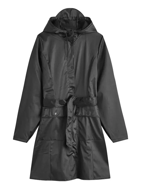 Rains Curve Long Jacket - Black Grain