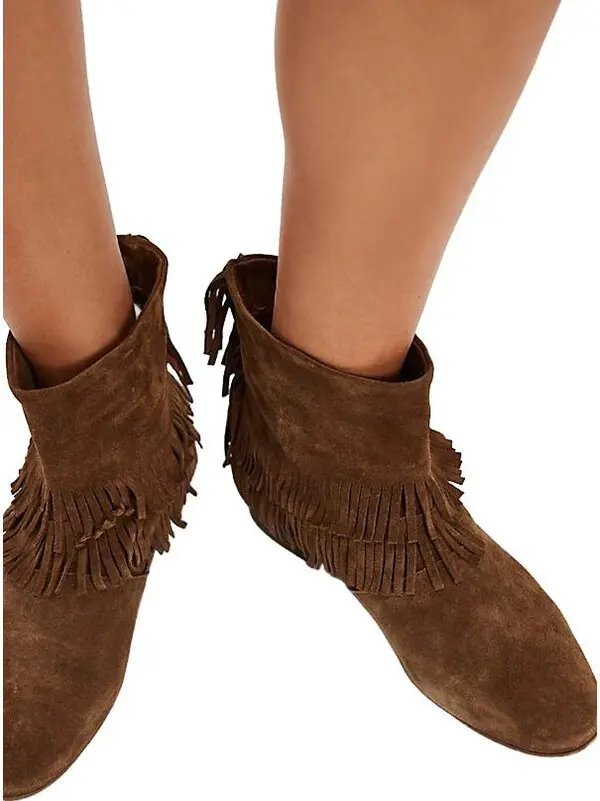 Free People Maya Mocc Boots - Brown Oiled Suede