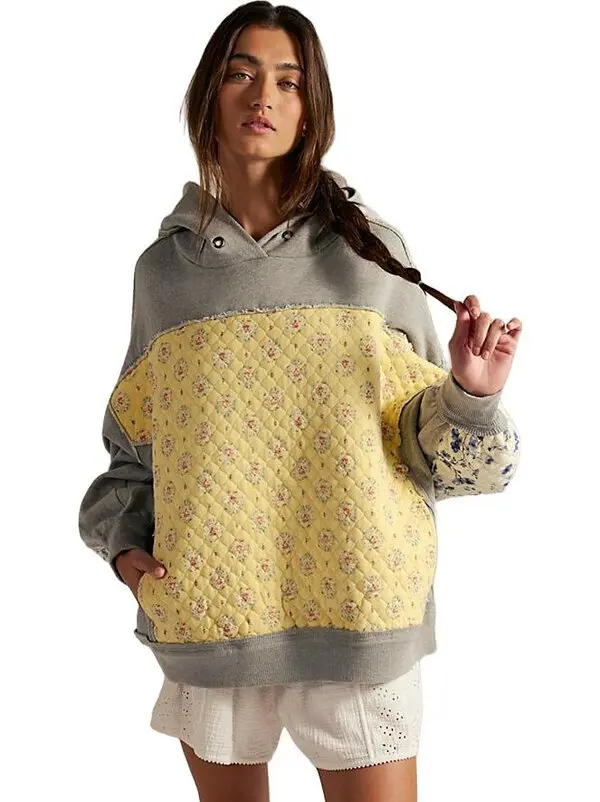 Free People We The Free Get Ditsy Hoodie - Buttercream Combo