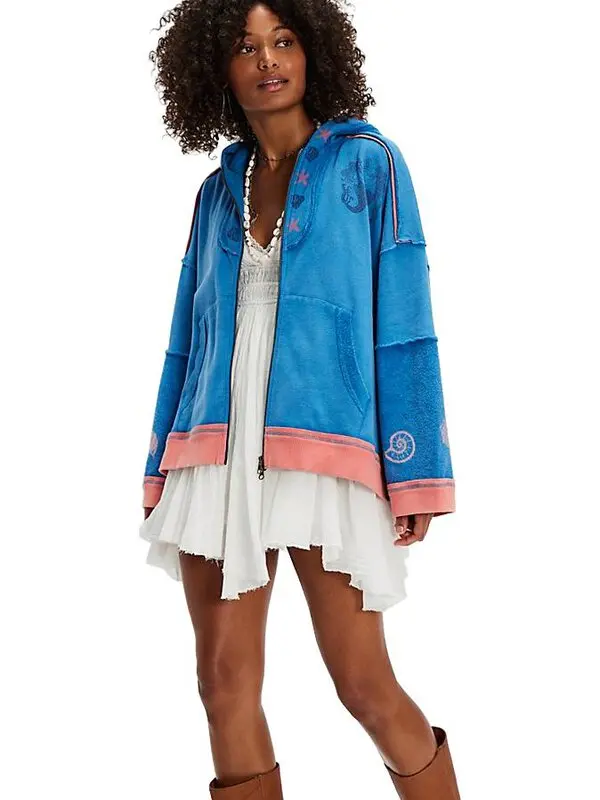 Free People We The Free Seashell Cardigan - Blue Combo