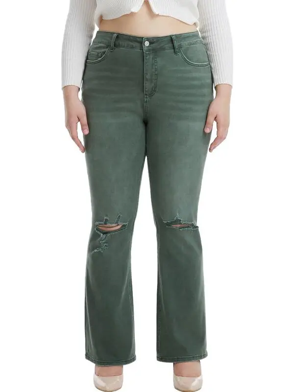 BAYEAS Emily High-waist Flare Leg Jeans - Green