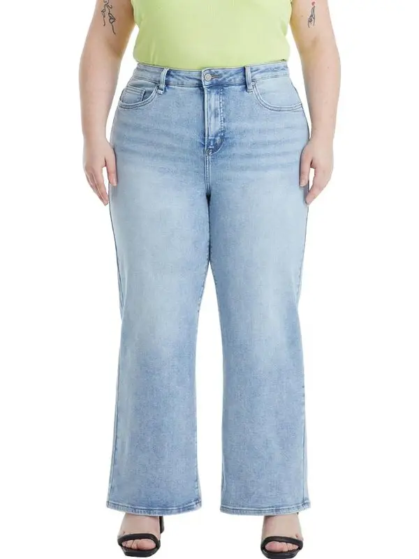 BAYEAS Ankle Wide Leg Jeans - Light Blue