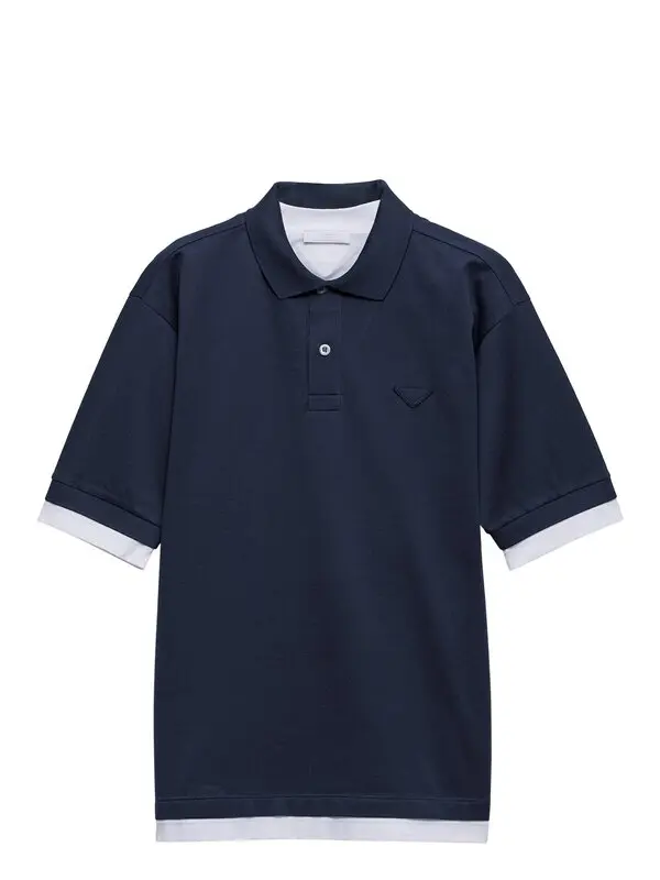 Prada Double-layer Logo Polo Shirt - Blue
