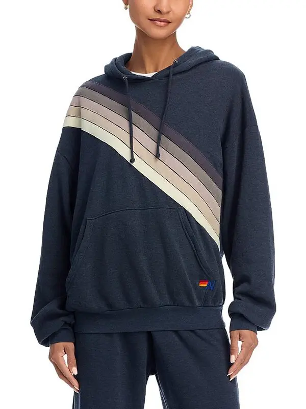 Aviator Nation Cross Stripe Hoodie - Charcoal/charcoal