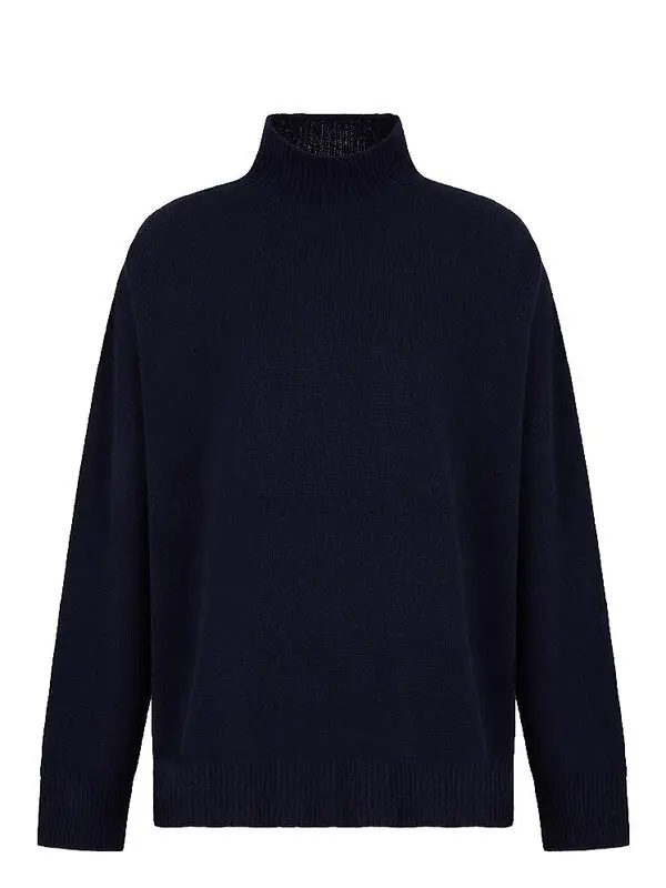 Emporio Armani Cashmere Blend Turtleneck Sweater - Solid Blue