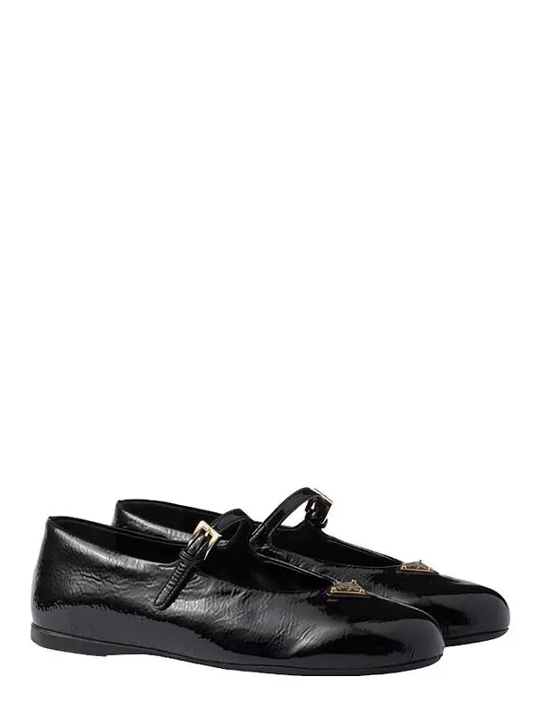 Prada Naplak Patent Leather Ballerinas - Black