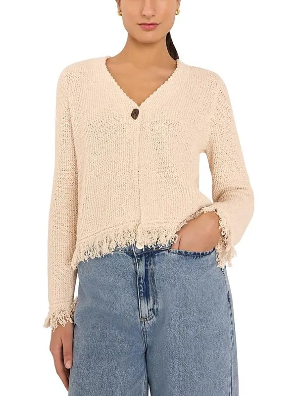 Whistles Fringe Detail Cardigan - Ivory