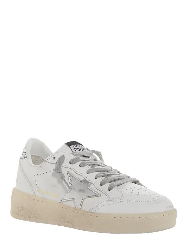 GOLDEN GOOSE Ball Star Low Top Sneakers - White/silver