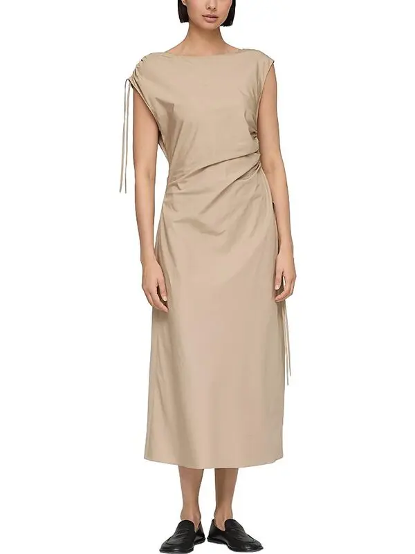 Lafayette 148 New York Gathered Tie Sleeve Midi Dress - Clay