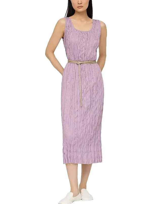 Lafayette 148 New York Scoop Neck Pleated Midi Dress - Lavender