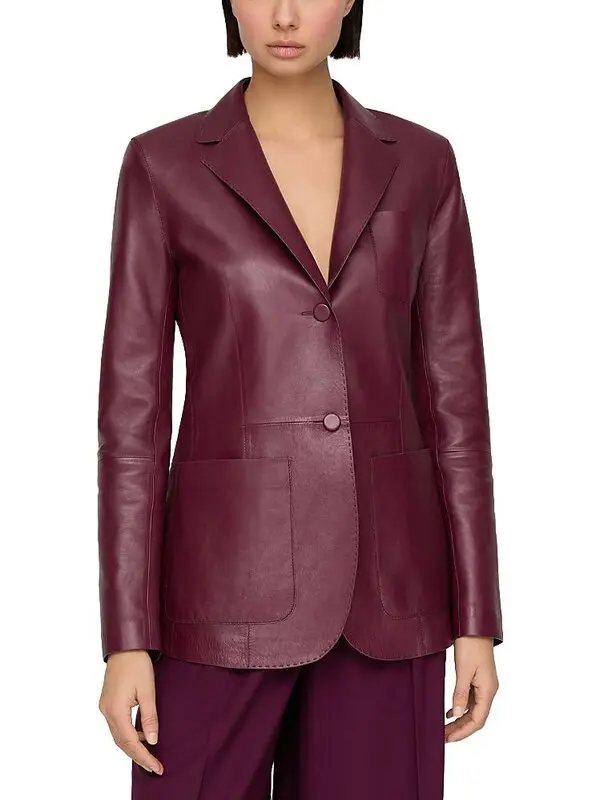 Lafayette 148 New York Leather Blazer - Violet Ash