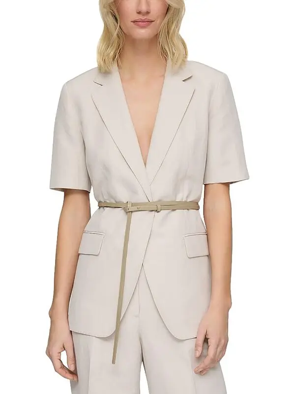 Lafayette 148 New York Short Sleeve Belted Blazer - Pearl