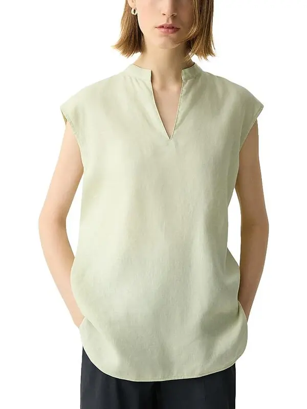 Theory Boxy Linen Top - Aloe