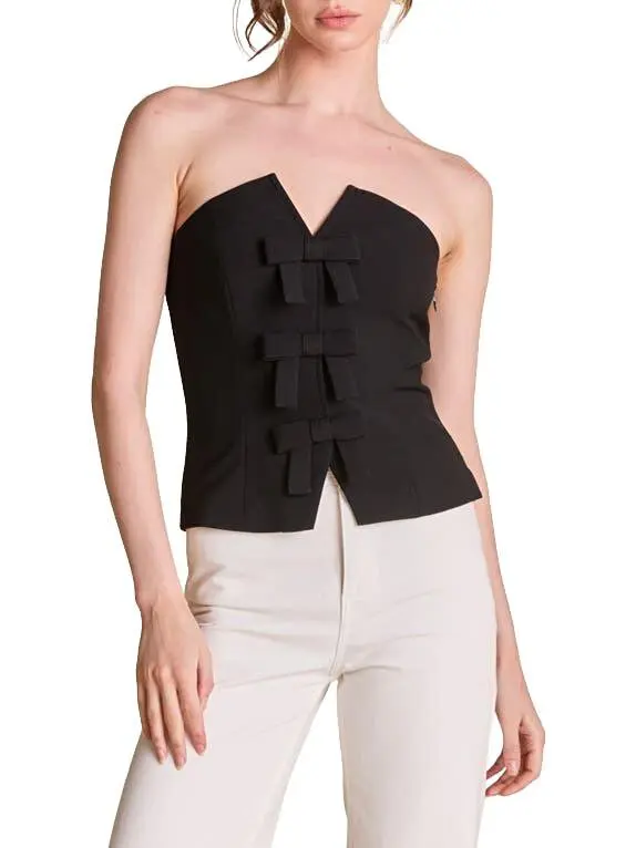 Endless Rose Bow Detail Bustier Top - Black