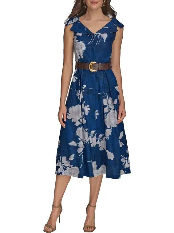Donna Karan New York Floral Linen-blend Dress - Marbella M