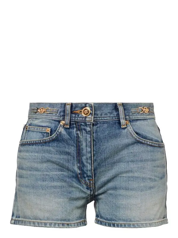 Versace Mid-rise Denim Shorts - Blue