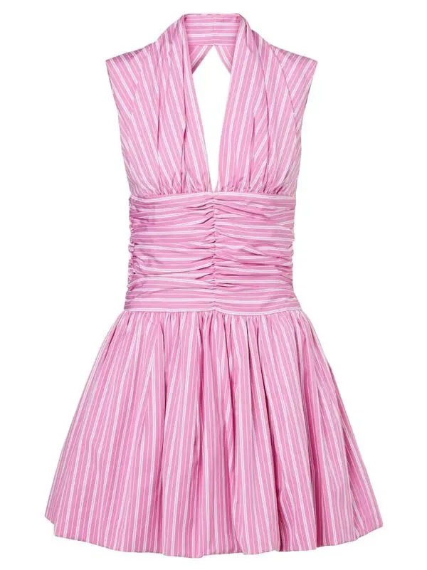 Patou Bloomer Striped Cotton Minidress - Pink