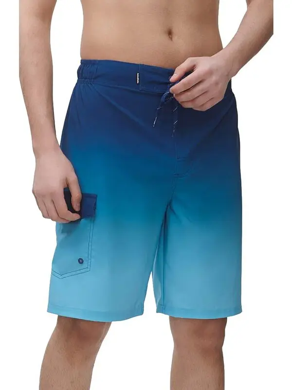ROKKA&ROLLA 4-way Stretch Board Shorts - Blue Wave Gradient