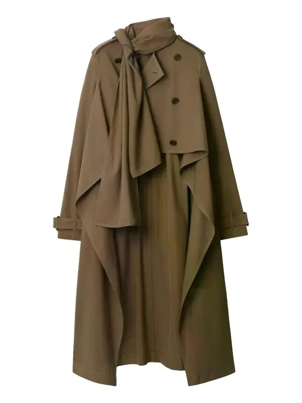 Burberry Scarf-detail Asymmetric Trench Coat - Brown