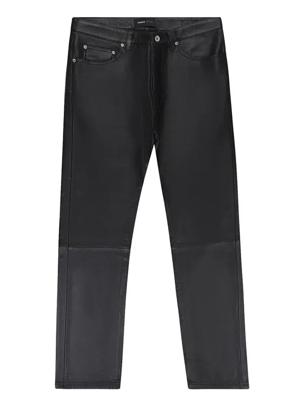 PURPLE BRAND Leather Relaxed Fit Pant - Black
