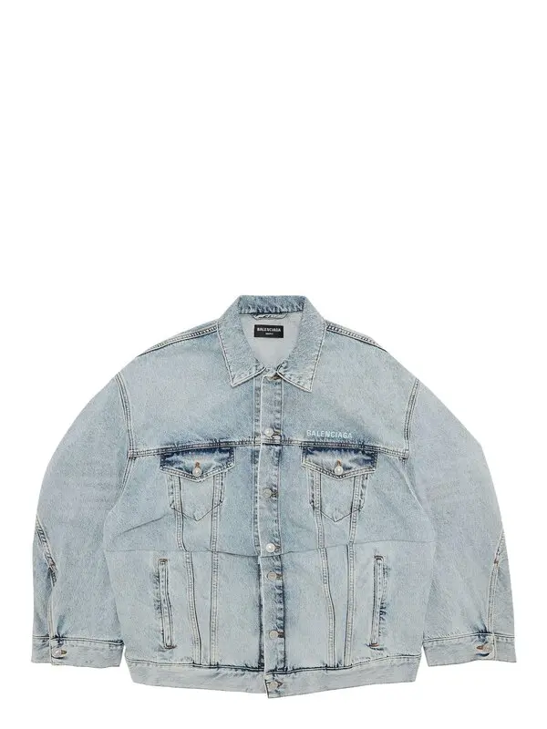 Balenciaga Twisted Sleeve Denim Jacket - Blue