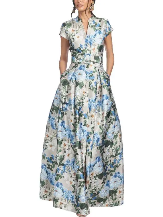 Sachin & Babi Marta Floral Print Gown - Dune And Dusk Petals