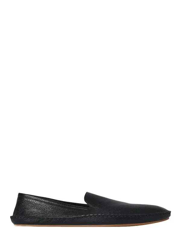 THE ROW Vasko Grainy Leather Loafers - Black