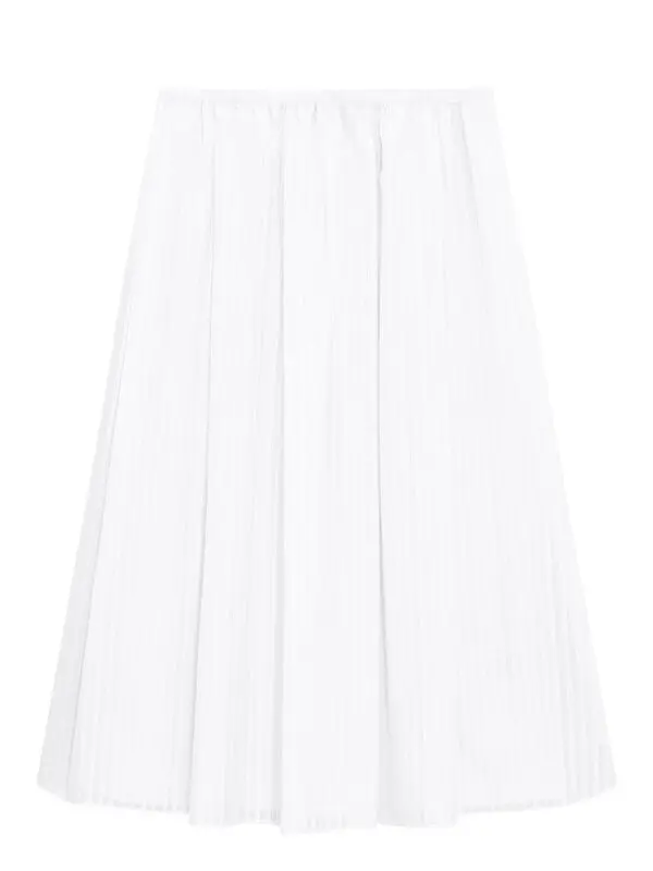 Theory Striped Pleated Midi Skirt - White