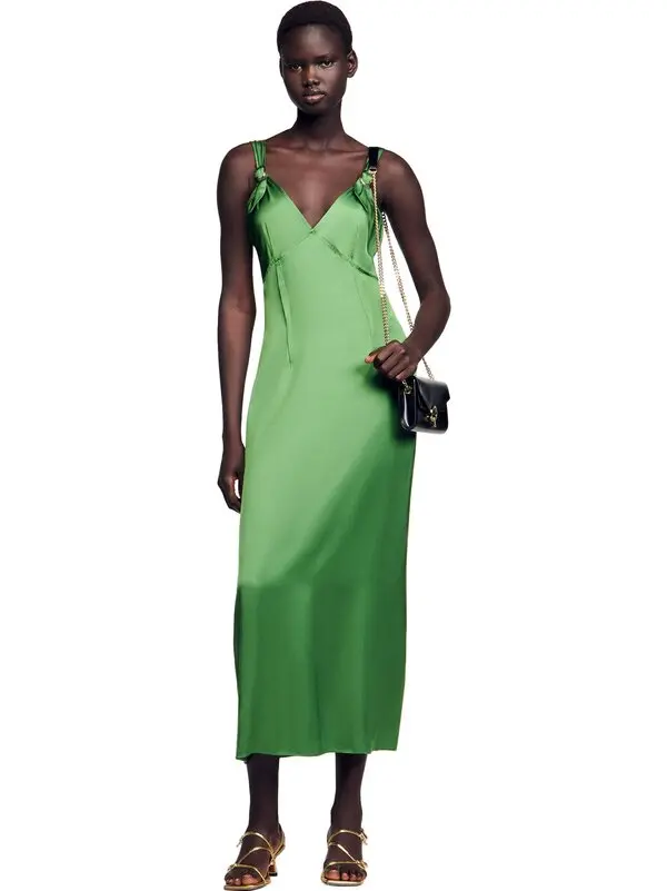 Sandro Fluid Satin-effect Dress - Green