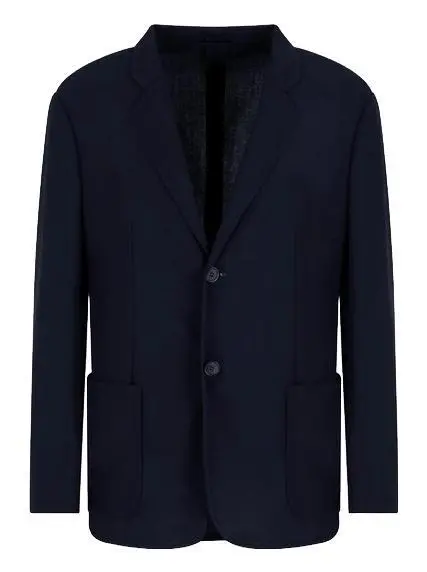 Giorgio Armani Wool Crêpe Jacket - Navy