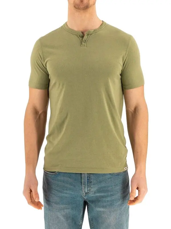 DEVIL-DOG DUNGAREES Short Sleeve Henley - Oil Green