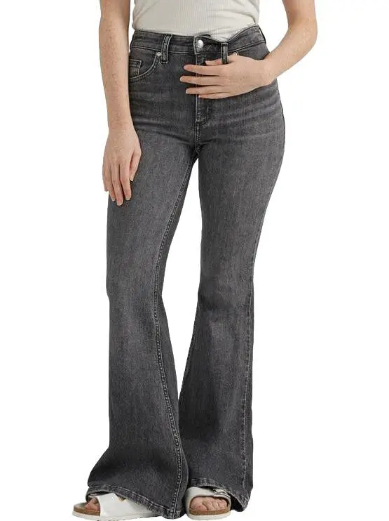 LEEM High Rise Flare Leg Jeans - One Dark Night