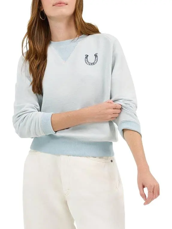 LEEM Horseshoe Logo Raglan Sleeve Cotton Blend Sweatshirt - Dewy/ Embroidery