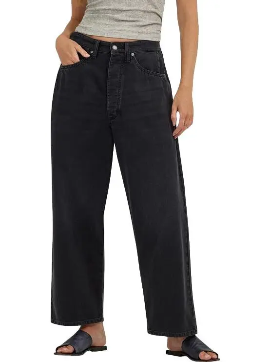 LEEM High-waist Loose Fit Ankle Jeans - Dark Memory