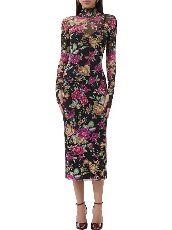 AFRM Shailene Mesh Midi Dress - Dusted Floral