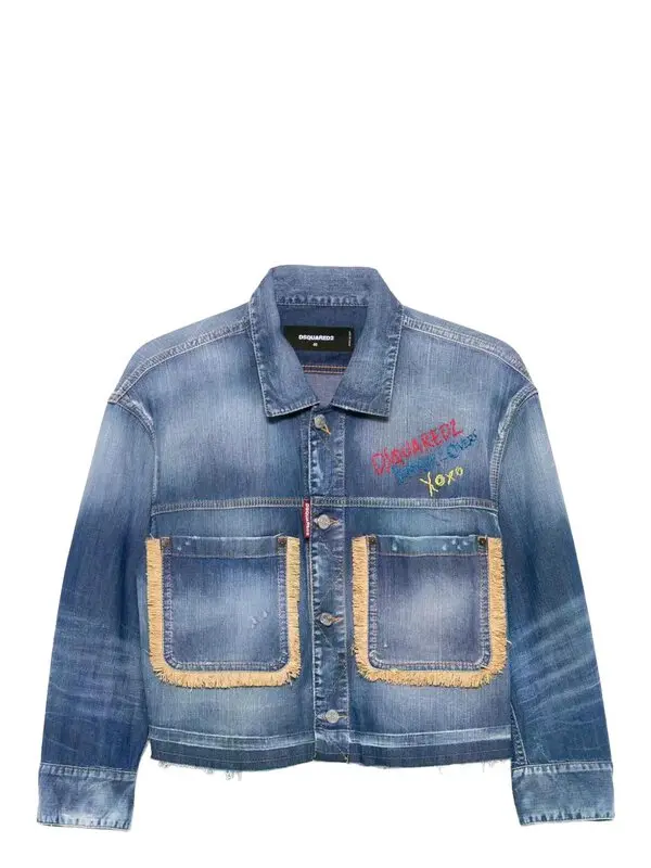 Dsquared2 Fringed Denim Jacket - Blue