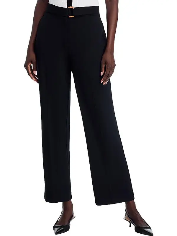 T Tahari Buckle Detail Wide Leg Pants - Black