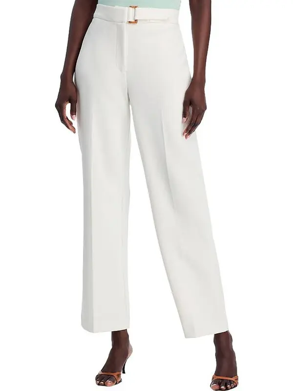 T Tahari Buckle Wide Leg Pants - White Star