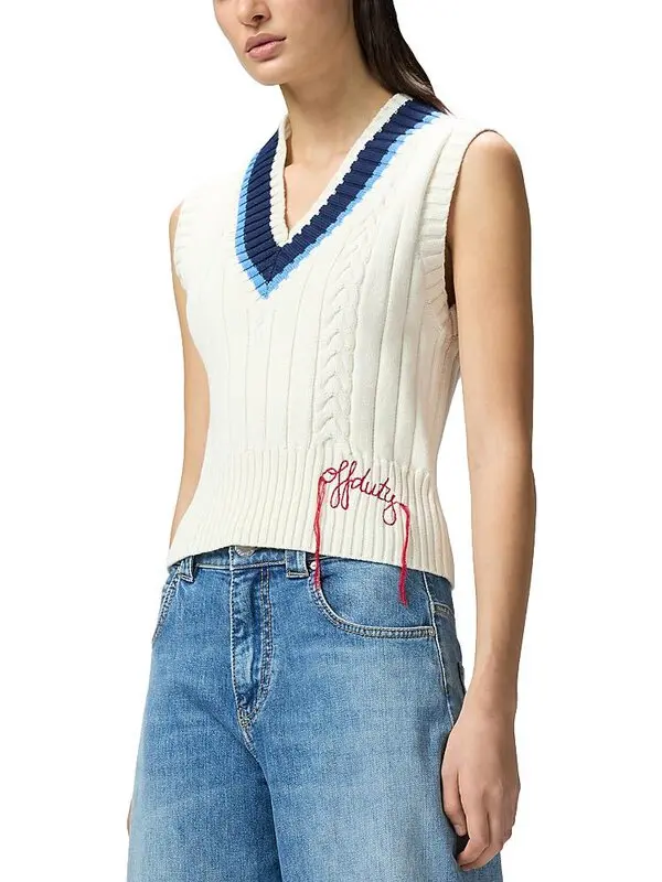 Pinko Gariglione Varsity Sweater Vest - Multi White/blue