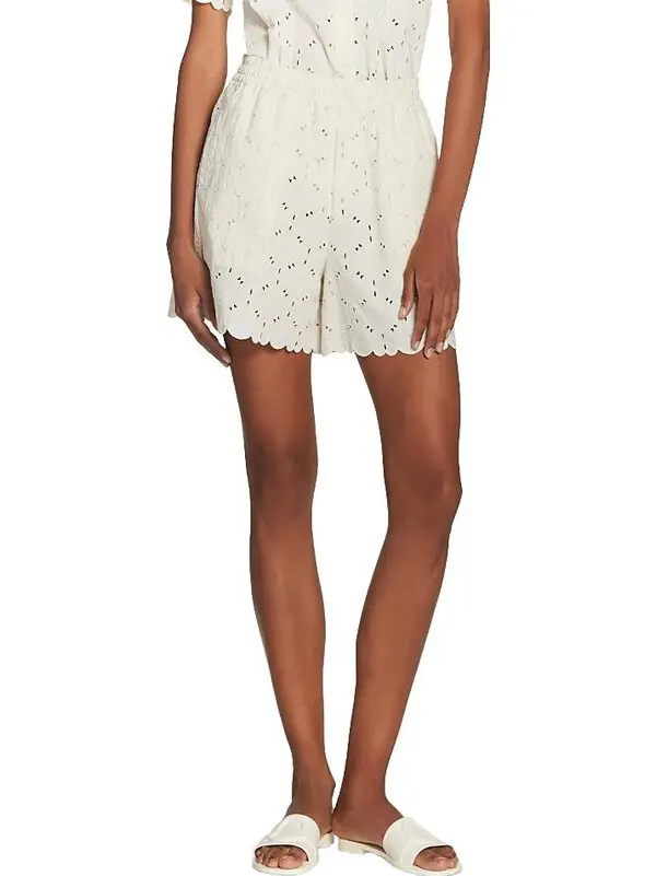 Moncler Eyelet Embroidered Shorts - Natural