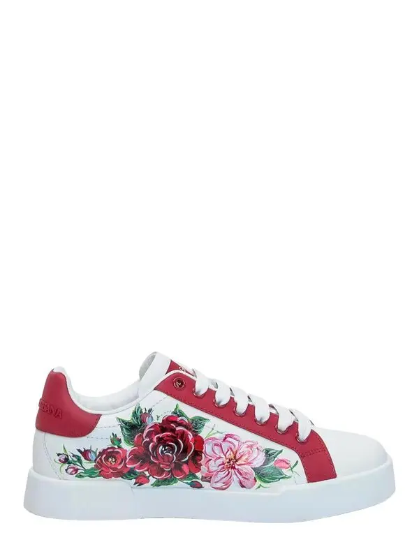 Dolce & Gabbana Floral-print Low-top Sneakers - Red