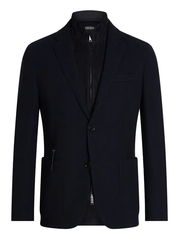 Zegna High Performance Jersey Wool And Cotton Jacket - Navy Blue