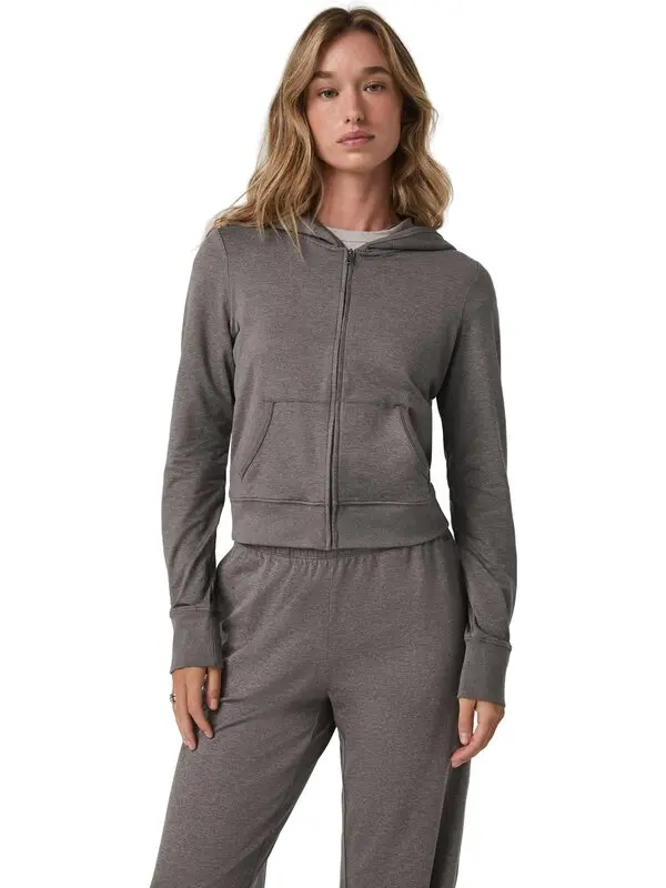 Vuori Halo Mini Full Zip Hoodie - Chia Heather