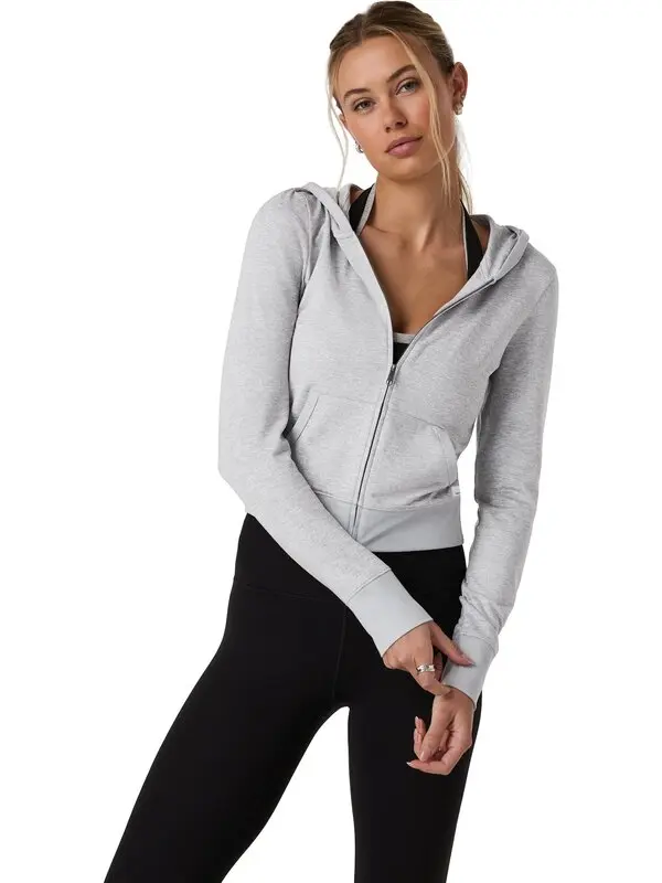 Vuori Halo Mini Full Zip Hoodie - Pale Grey Heather