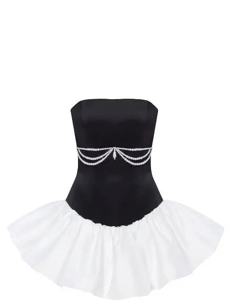 MILLA Swan-like Mini Corset Dress - Black