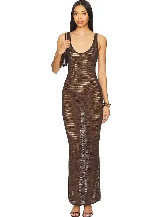 House Of Harlow 1960 X Emilee Maxi Knit Dress - Chocolate Brown