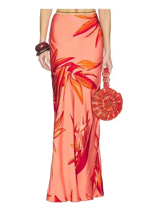 Rococo Sand Tropical Print Maxi Skirt - Terracotta
