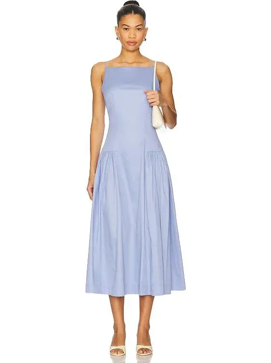 Astr The Label Drop Waist High Neck Dress - Cornflower Blue